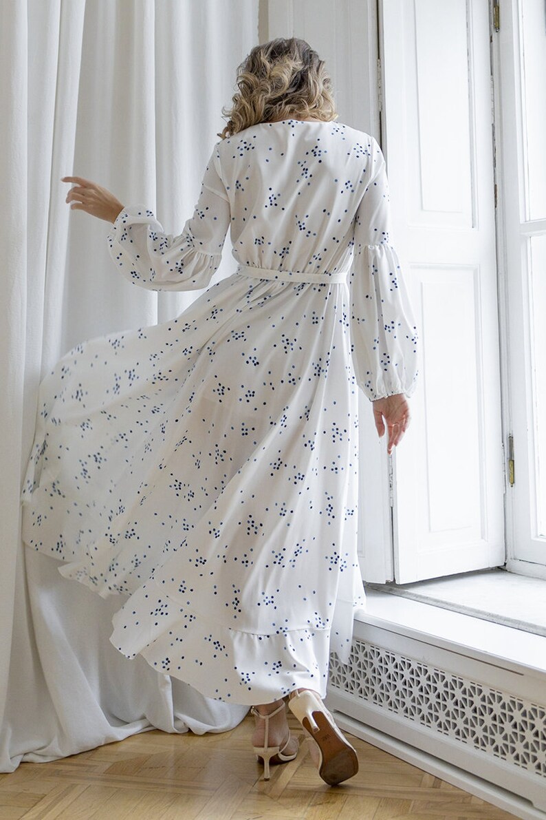 Elegant Robe Dress / Aesthetic Chiffon Dress / Long Sleeve - Etsy