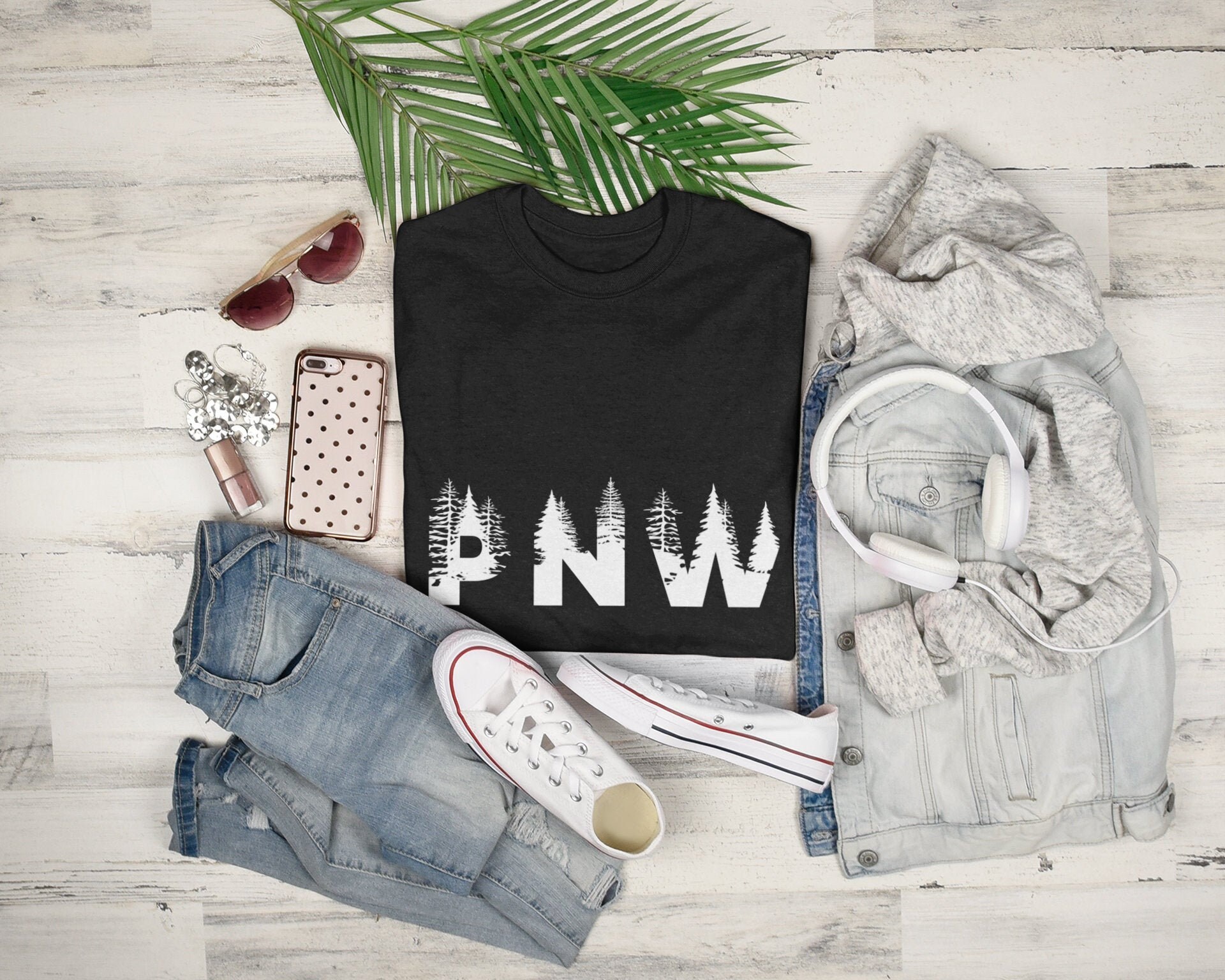 PNW Pacific Northwest Forest Font Unisex Jersey Short Sleeve | Etsy