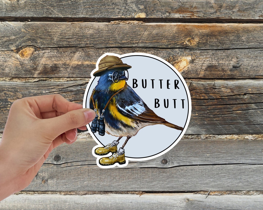Butter Butt, Yellow-rumped Warbler Bird Nerd Sticker - Etsy