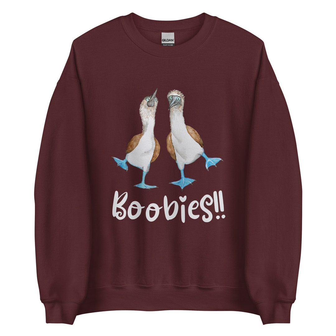 I Love Boobies Funny Blue-footed Booby Bird Sweater With Vintage ...