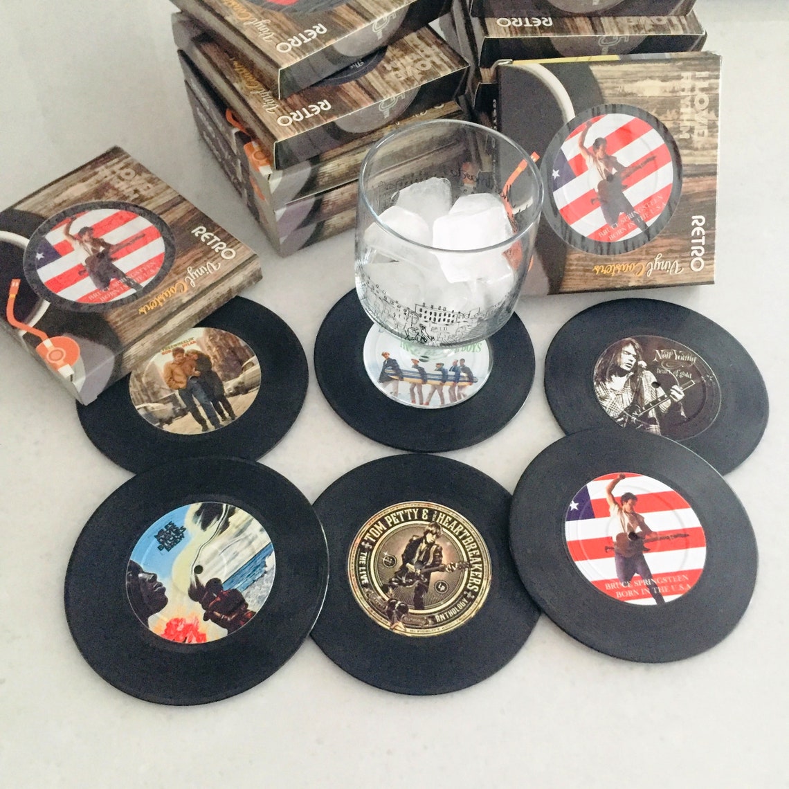 American Music Record Coasters, Set of 6, Gift for Dad, Gift for Mom - Etsy