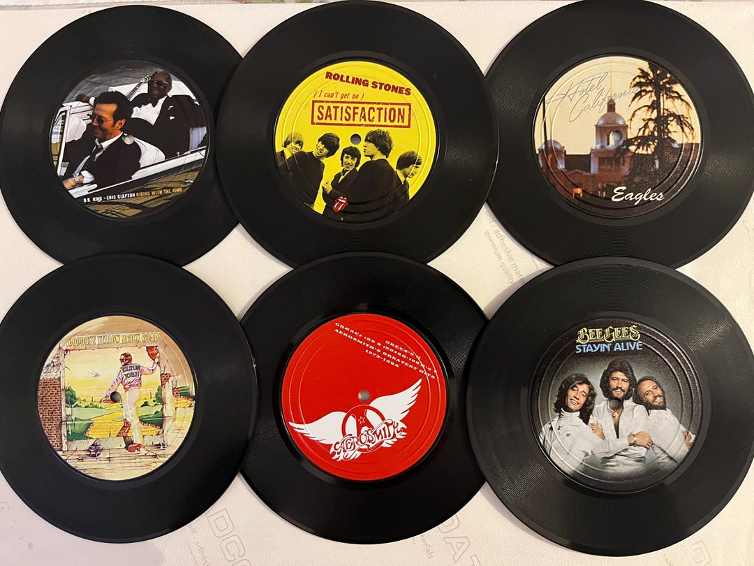 Vinyl Retro Record Coasters, Set of 6, Gift for Music Lovers, Xmas ...