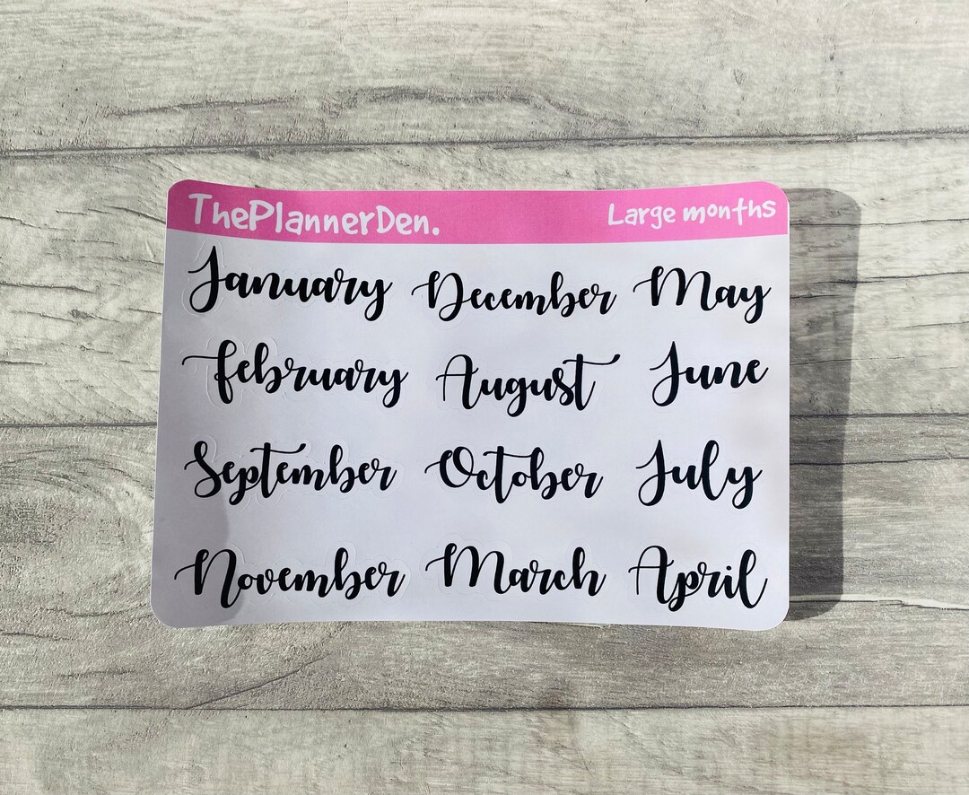 Large Month Stickers Month Script Stickers Large Script - Etsy