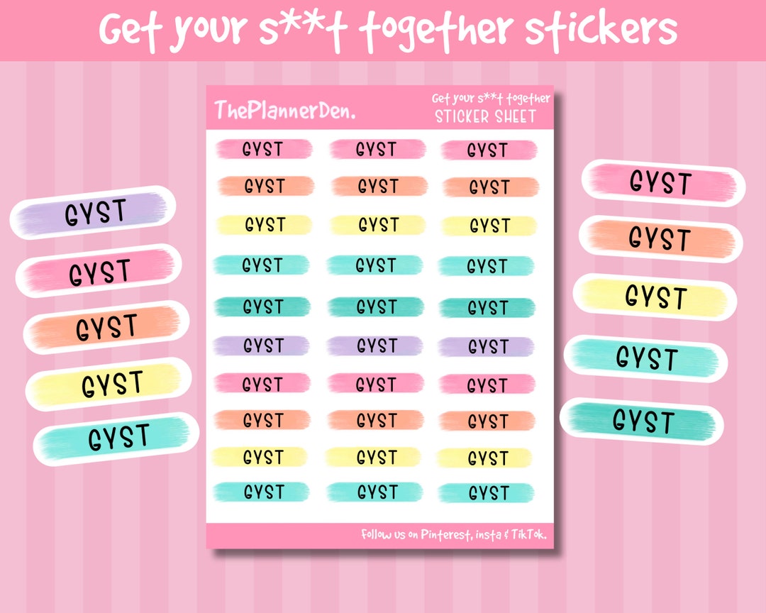 Get Your Stuff Together Sticker Sheet, GYST Stickers, Functional ...