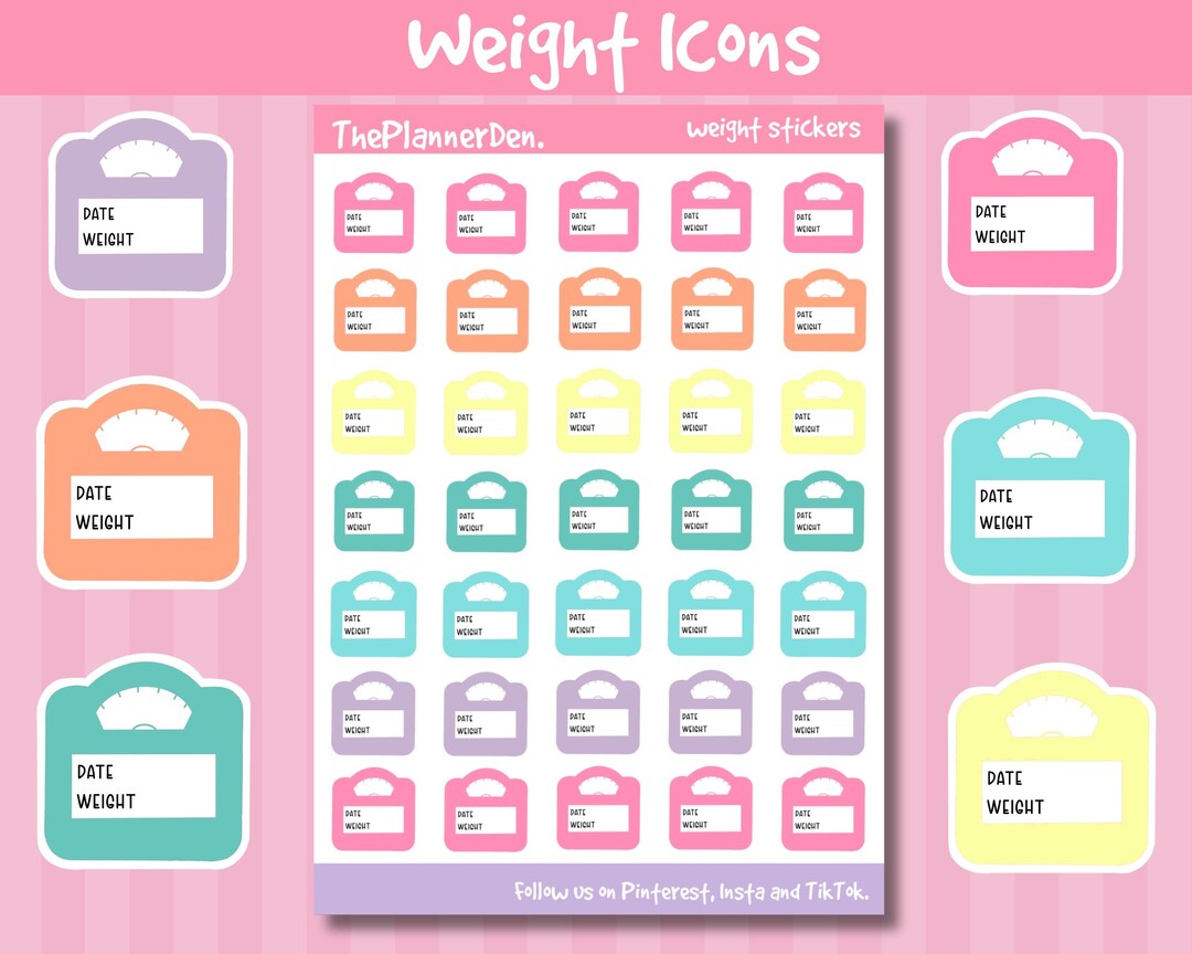 Scales Sticker Icons for Planner or Bullet Journal, Weight Scales ...