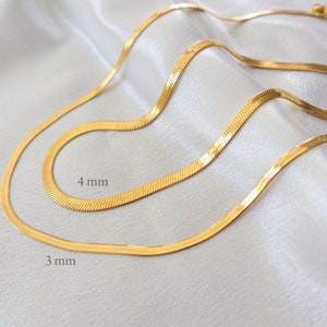18K Gold Plated Stainless Steel Snake Chain Necklace, 4MM Herringbone ...