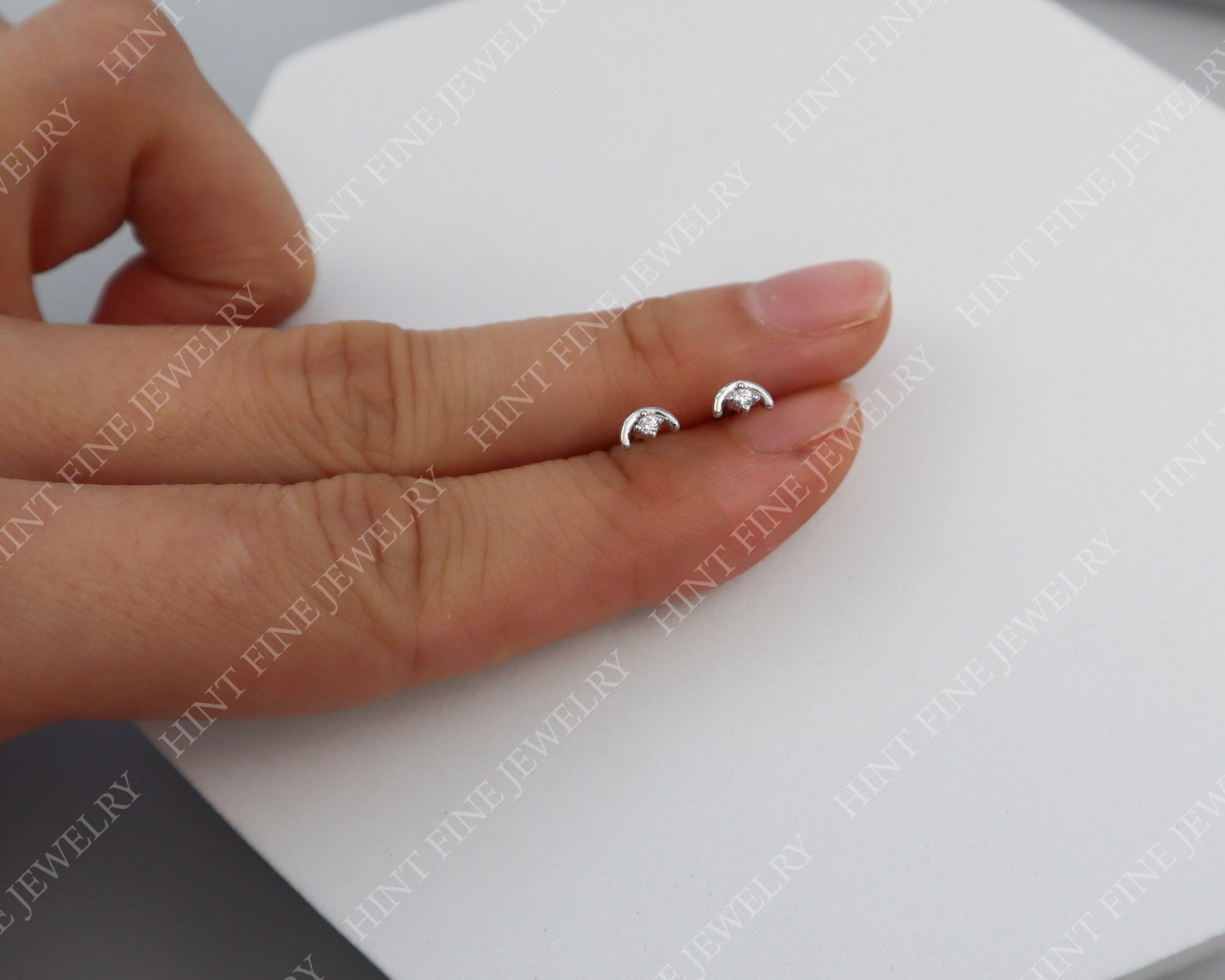 Waterproof-cz Dainty Mini V Shape Studs, Dainty Tiny CZ Studs, 18k Gold ...