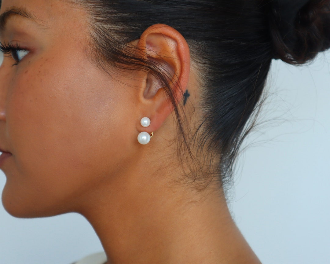 Waterproof-two in One Pearl Ear Jacket Sterling Silver Earring, Ear ...