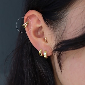 Waterproof-double Helix Hoop Sterling Silver Earring, Helix Piercing ...