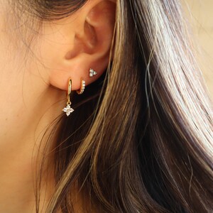 Waterproof-18k Gold 4 Leaf Clover Flower Hoop Sterling Silver Earrings ...