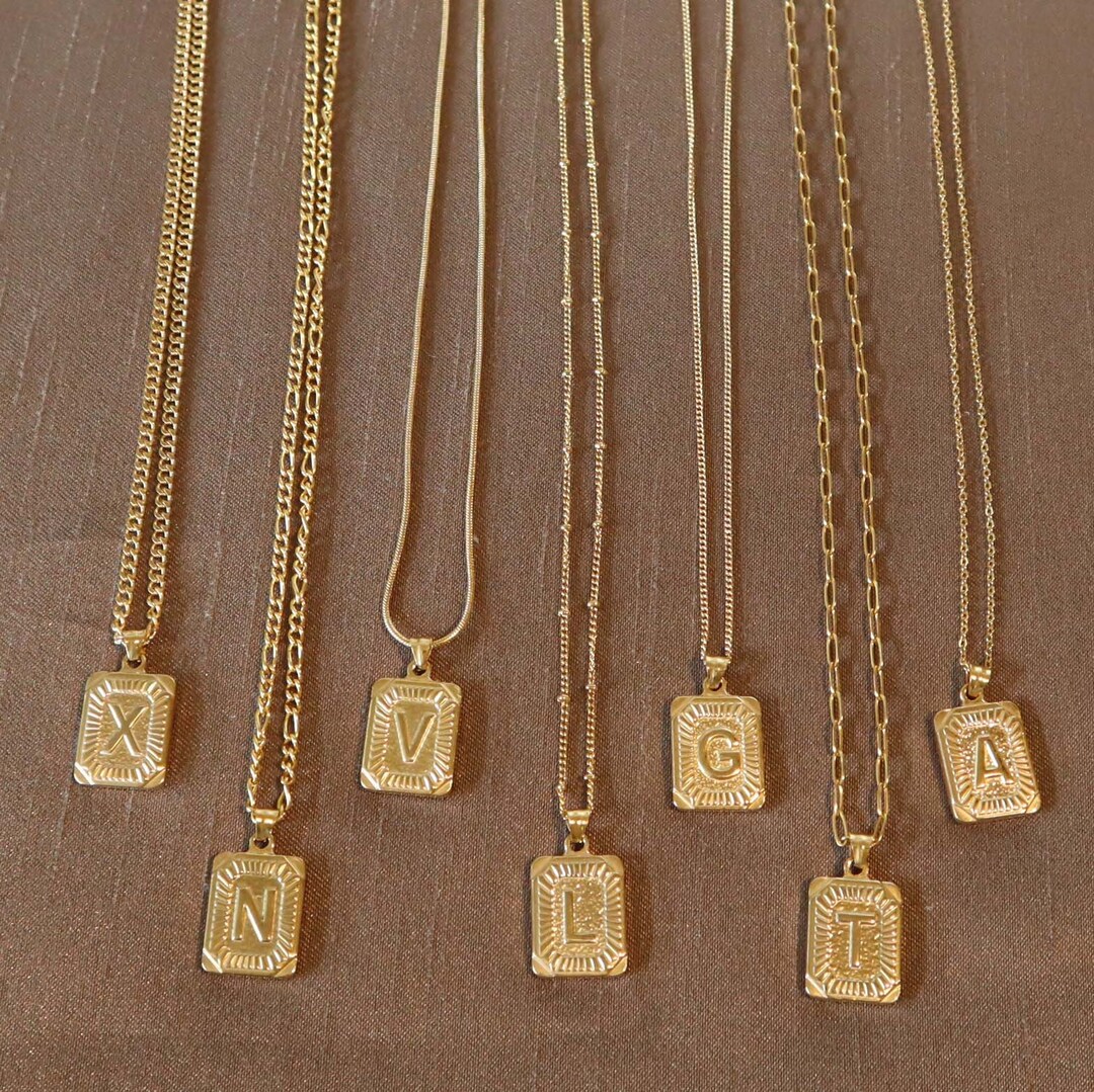 Waterproof- Gold Stainless Steel Initial Necklace, Tarnish Resistant ...