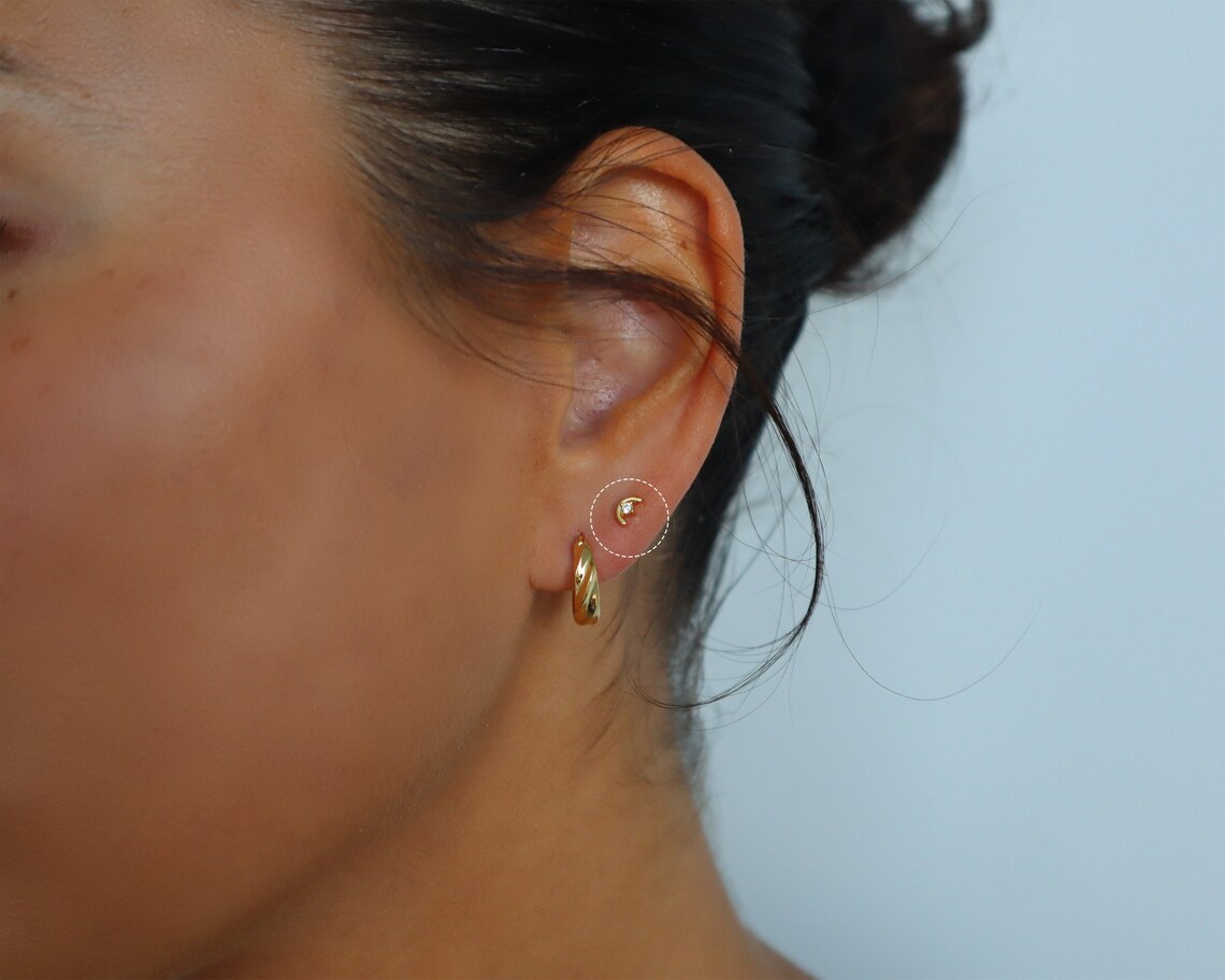 Waterproof-cz Dainty Mini V Shape Studs, Dainty Tiny CZ Studs, 18k Gold ...