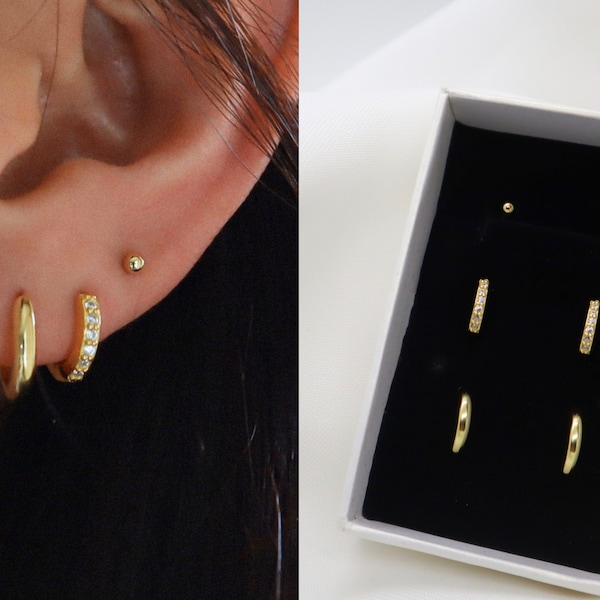 Stack of Gold Earrings - Etsy
