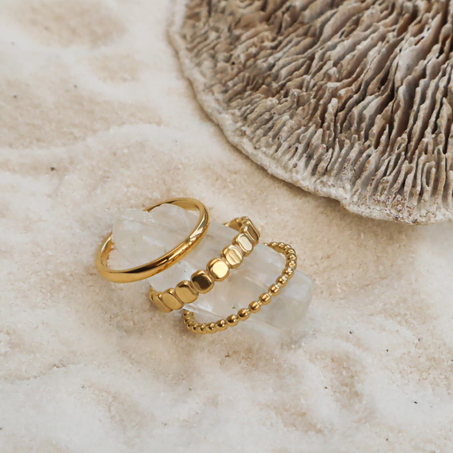 Waterproof-dainty Ring Set of 3, Waterproof Rings, Gift for Her, Boho ...