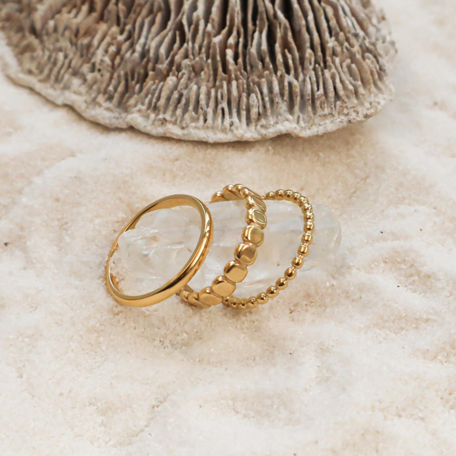 Waterproof-dainty Ring Set of 3, Waterproof Rings, Gift for Her, Boho ...