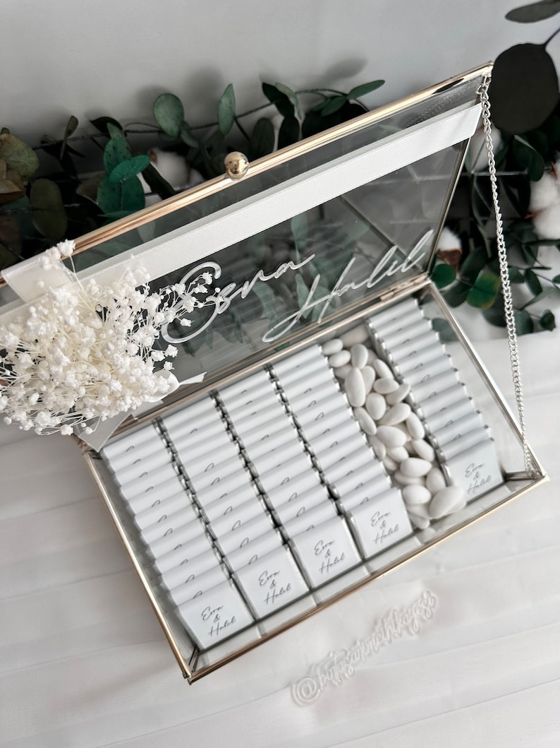 Caja de bombones de cristal personalizada: regalos de boda y compromiso ...