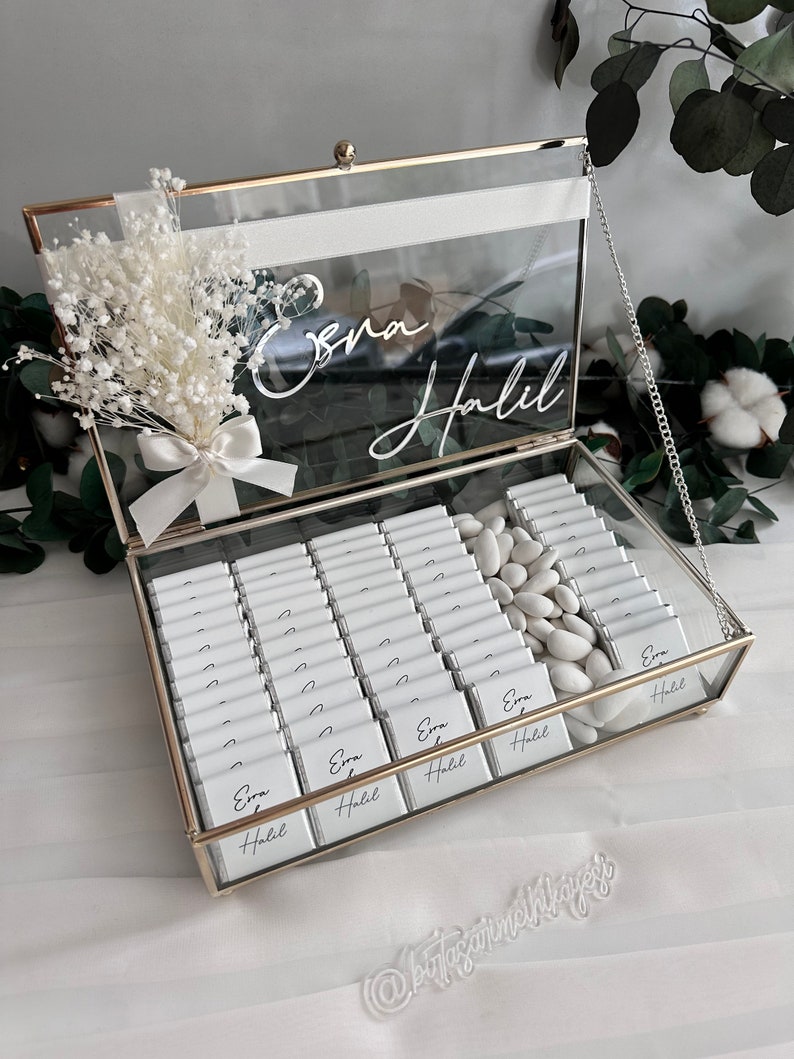 Caja de bombones de cristal personalizada: regalos de boda y compromiso ...