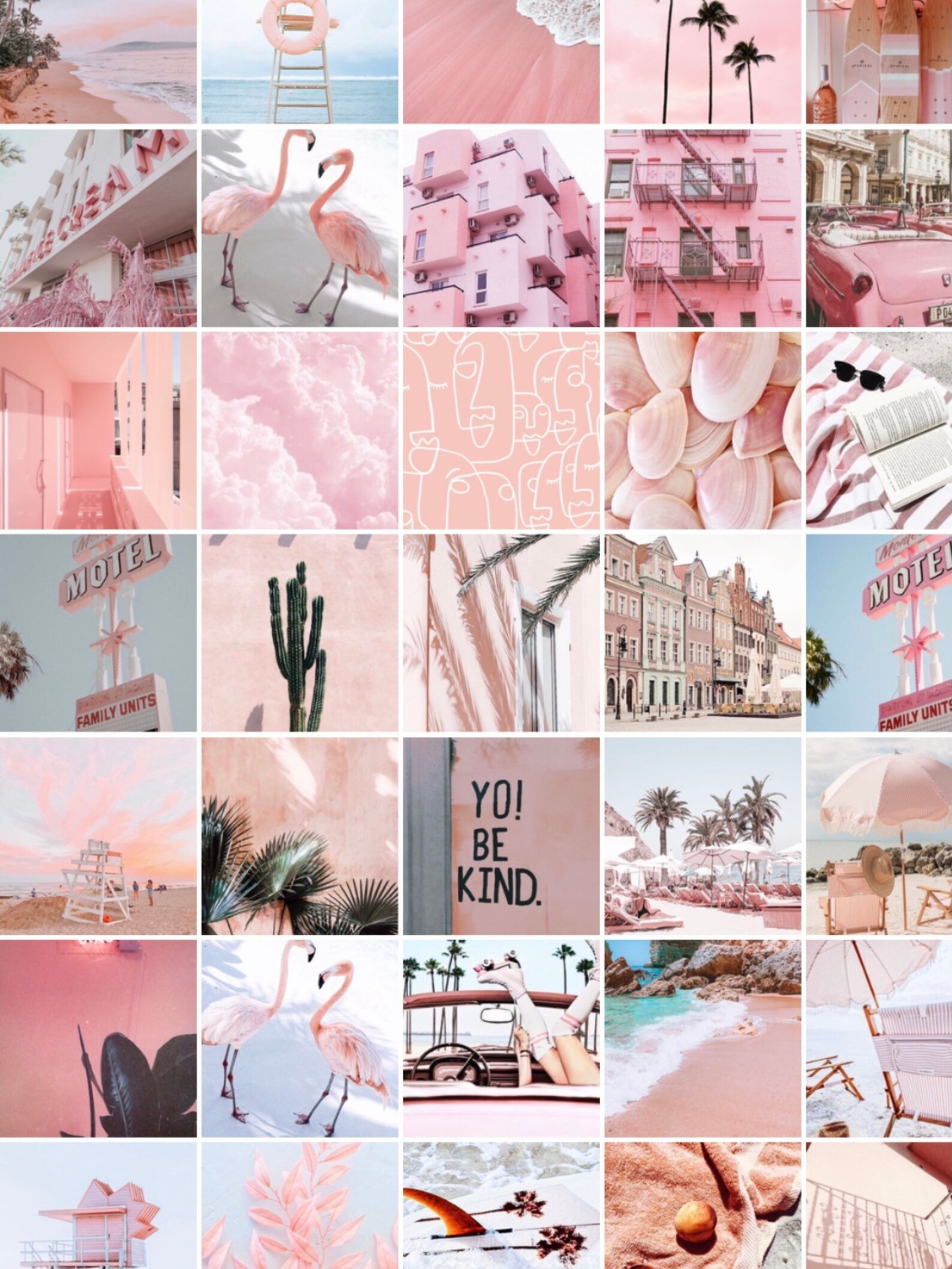Pink Summer Aesthetic Wall Collage Photo Kit Soft Light Etsy