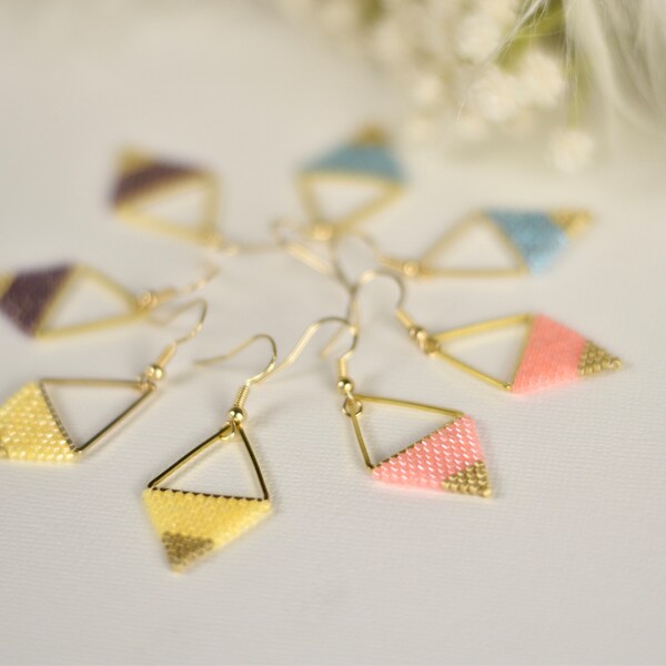 Beaded Triangle Earrings - Etsy