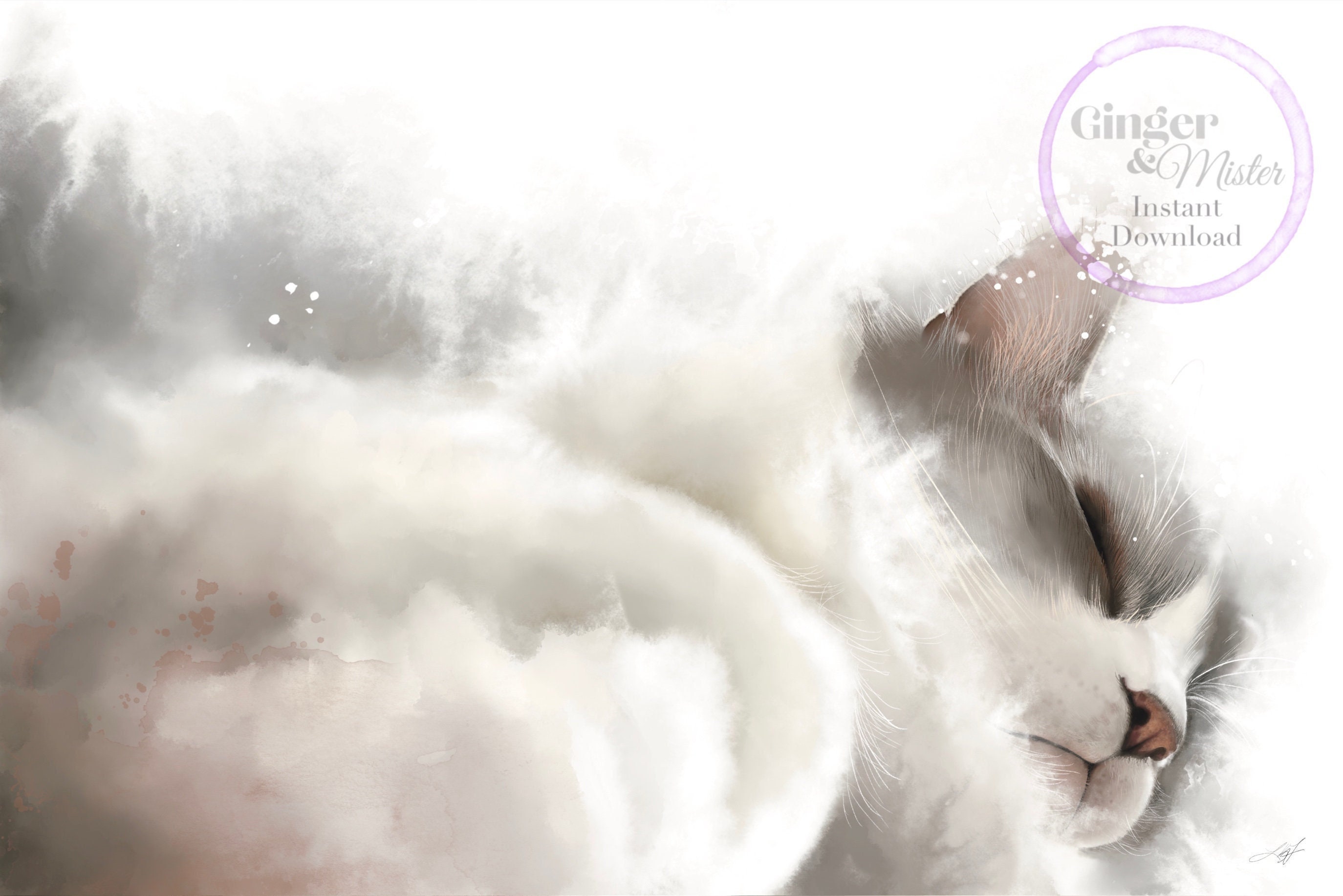 Cat Digital Art / Animal Instant Download Art Print / Nursery - Etsy