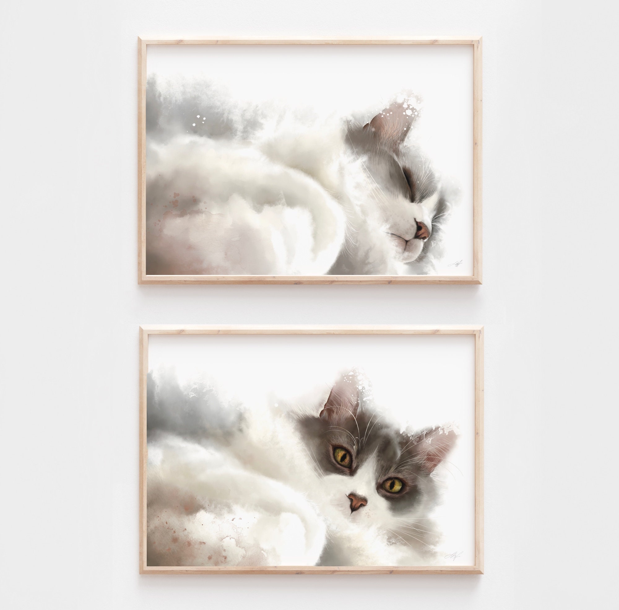 Cat Digital Art / Animal Instant Download Art Print / Nursery - Etsy
