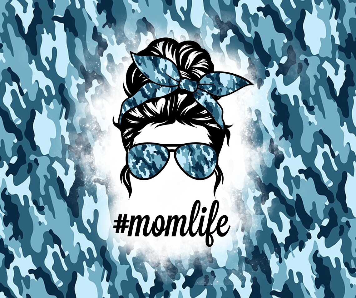 Mom Life Blue Camo Sunglasses Messy Bun Family 20 - Etsy