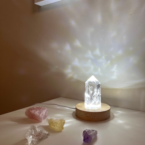Crystal Wooden Led Light Stand Base With Usb Beautiful Crystal - Etsy