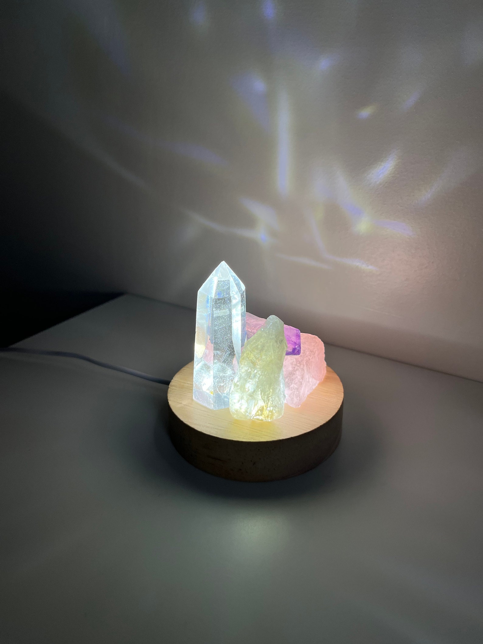 Crystal Wooden Led Light Stand Base With Usb Only Beautiful - Etsy