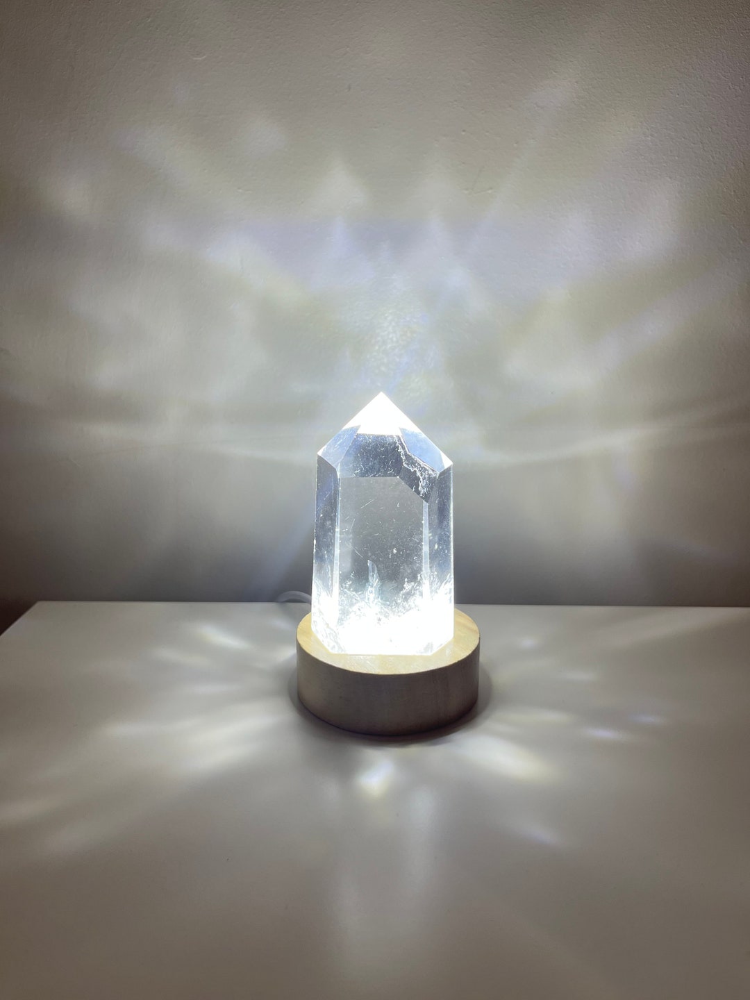 Crystal Wooden Led Light Stand Base With Usb Beautiful Crystal and ...