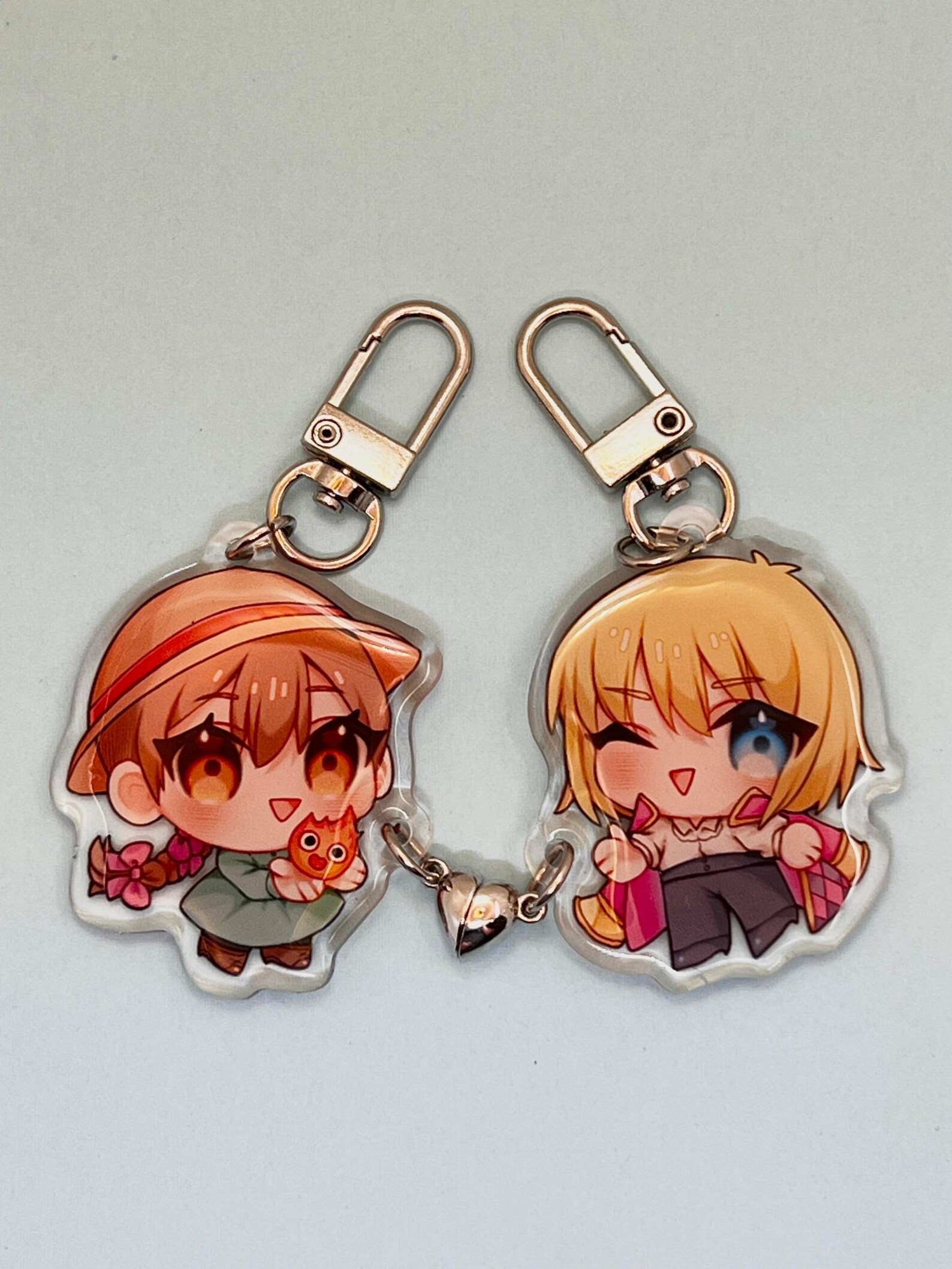 Howl & Sophie 2-inch Heart Magnet Charm Keychain Couple Cute - Etsy