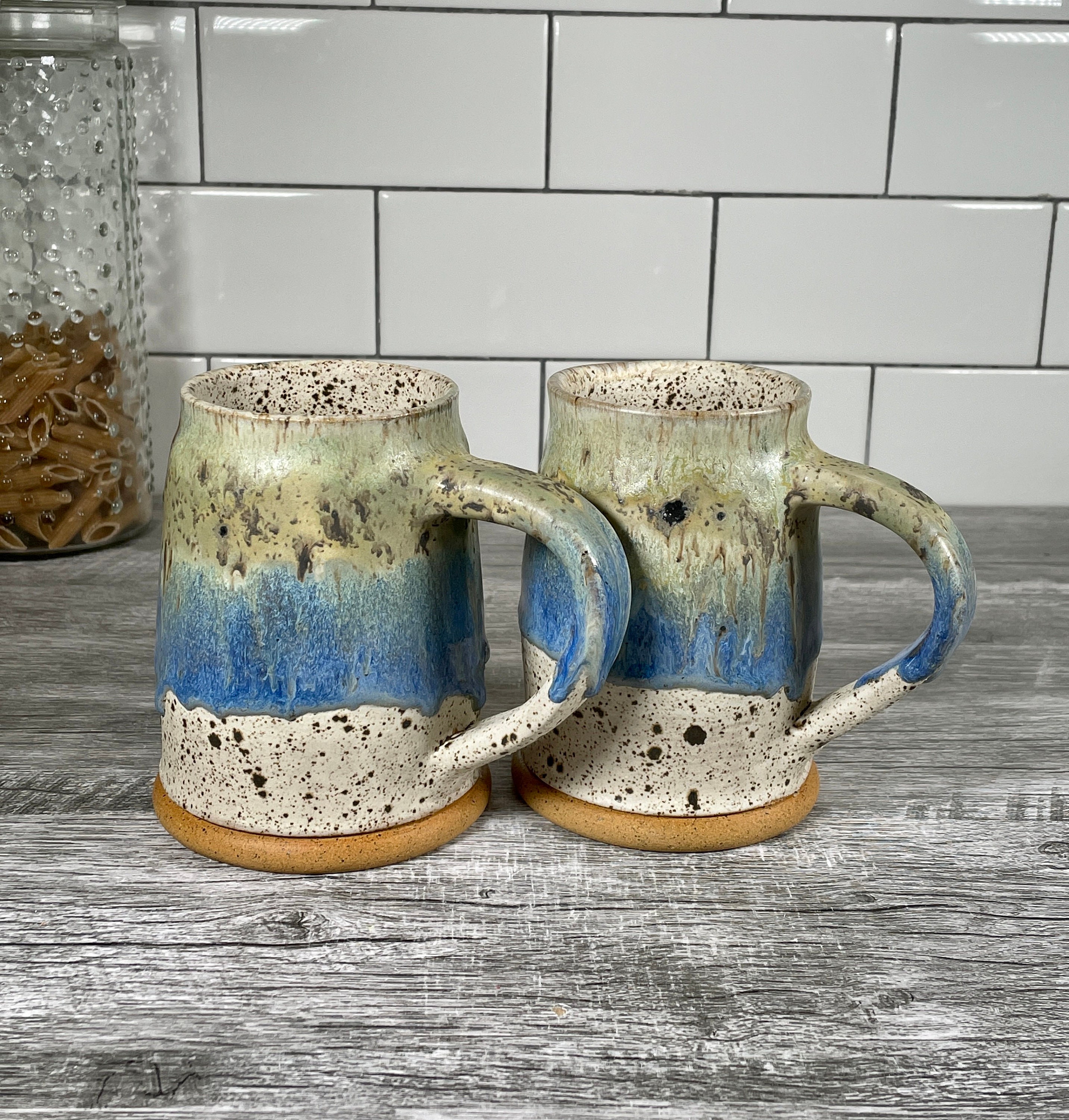 VPC163 Stunning 13 Oz. Green, Blue and Cream Drippy Mug - Etsy