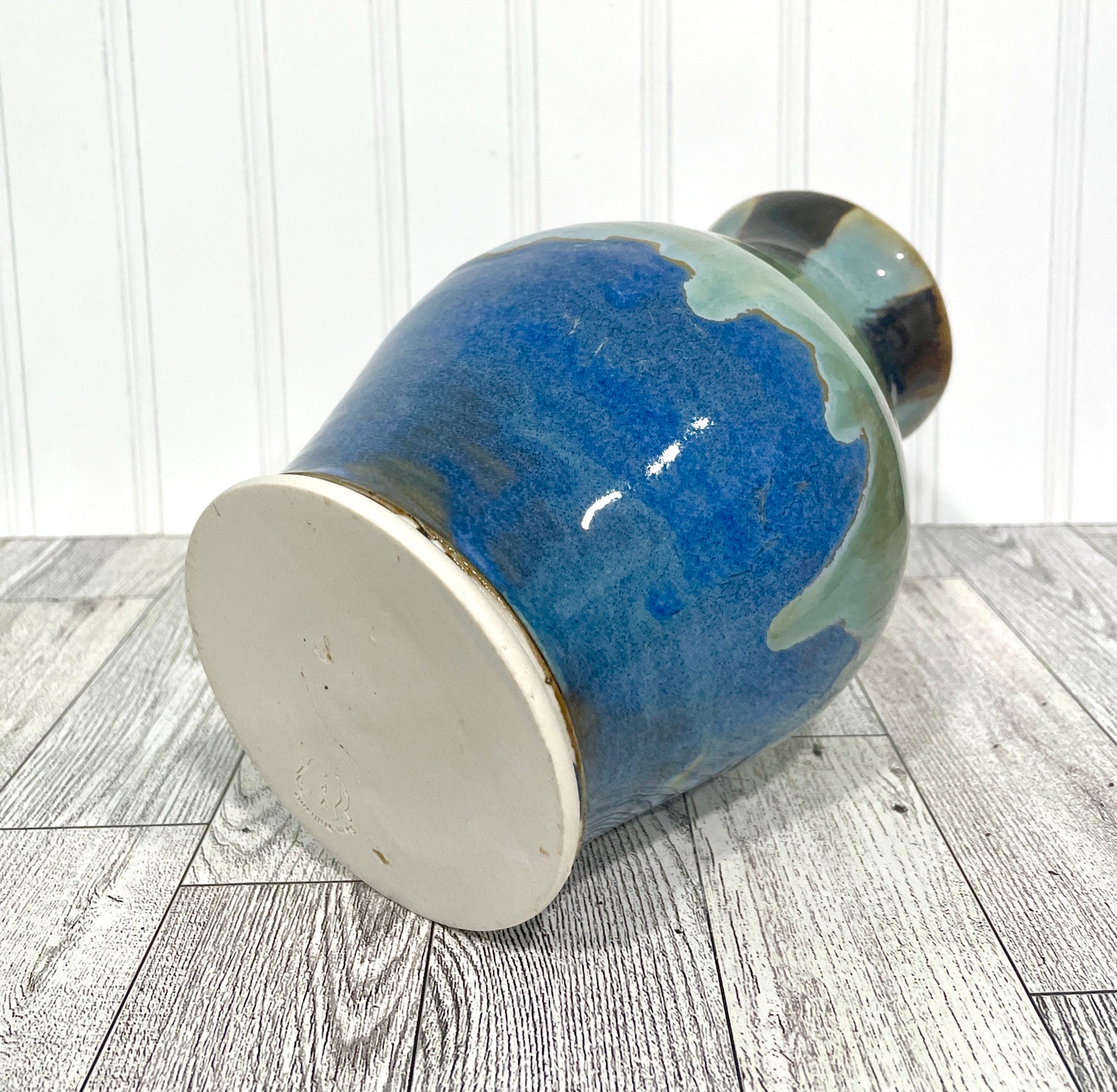 VPC Absolutely Stunning Blue, Green and Brown Drippy Vase - Etsy