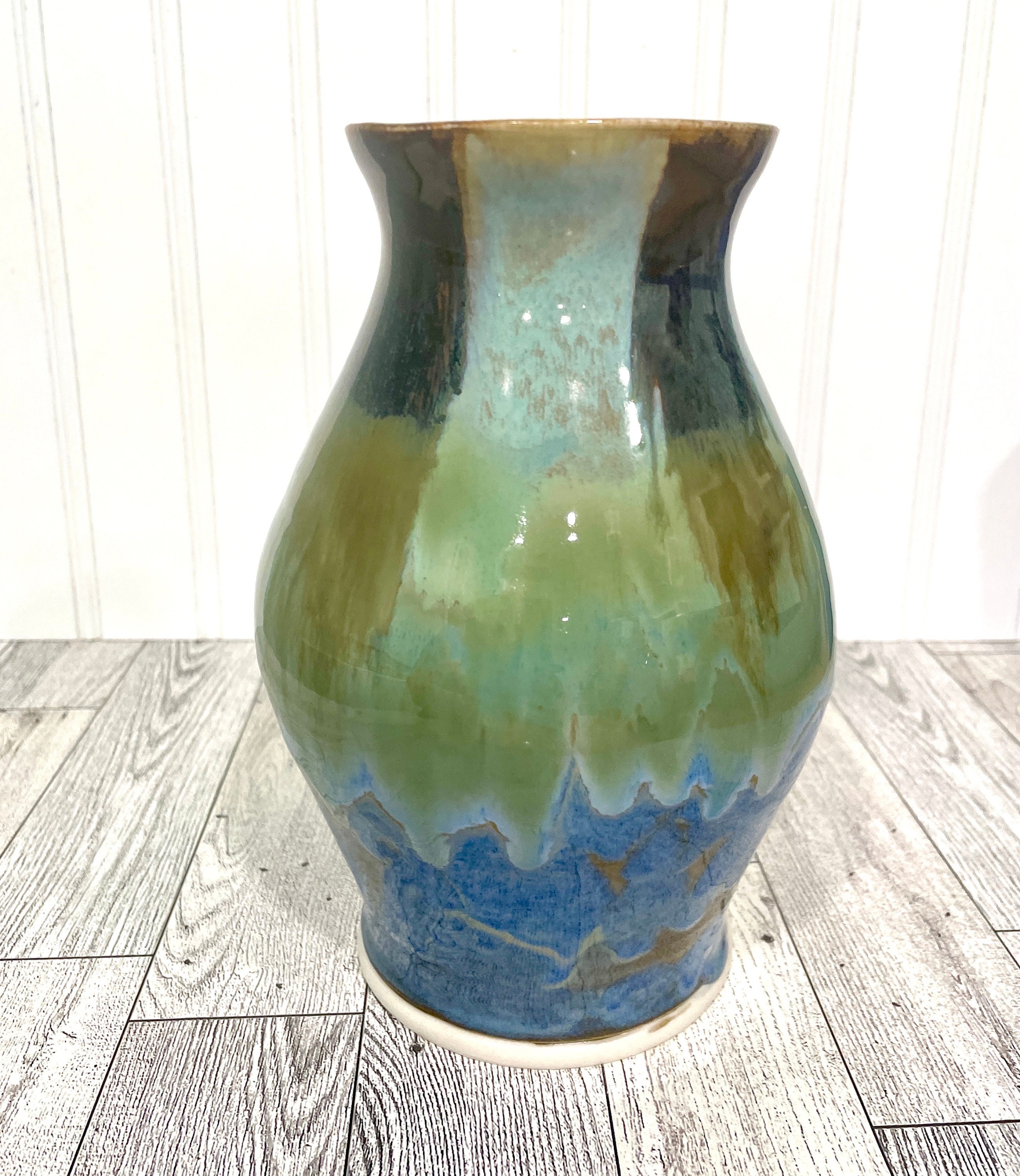 VPC Absolutely Stunning Blue, Green and Brown Drippy Vase - Etsy