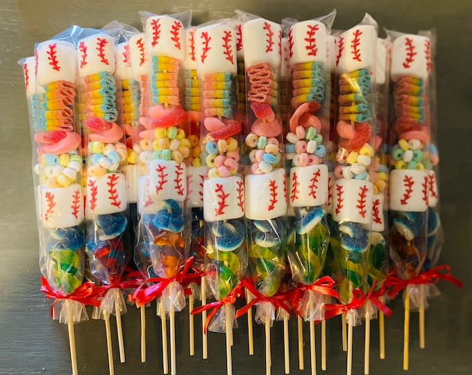 Baseball Sports Team Colors Candy Kabobs Party Favors Treat Boxes Sweet ...