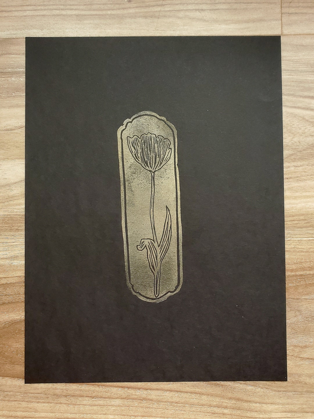 Golden Flower Antique Style Linocut Print - Etsy