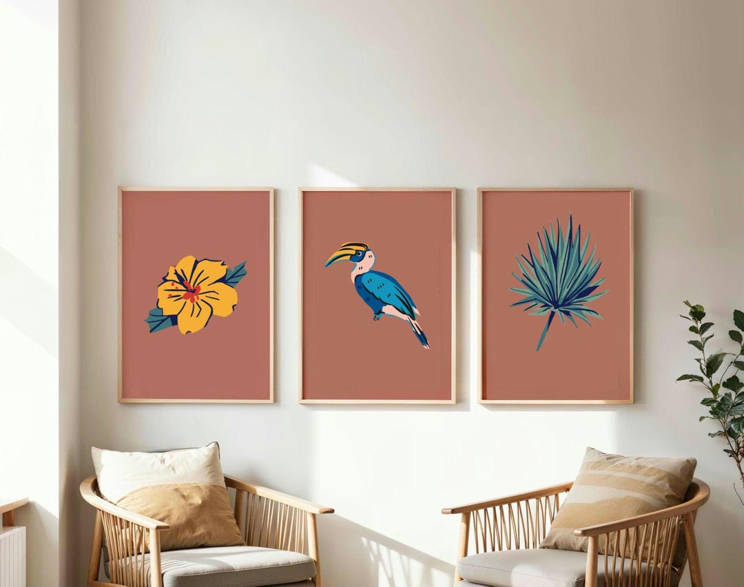 Airbnb Ready Jungle Boho Gallery Wall Bundle, Vacation Rental Tropical ...