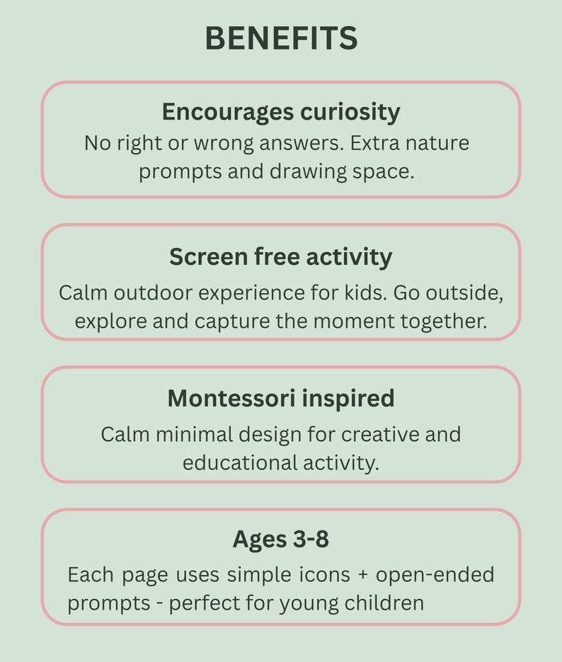 Kids Spring Nature Journal Printable, Montessori Outdoor Activity Ages ...