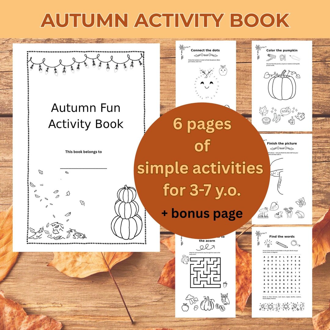 Kids Fall Activity Mini Book, Thanksgiving Foldable Pocket Busy Book ...