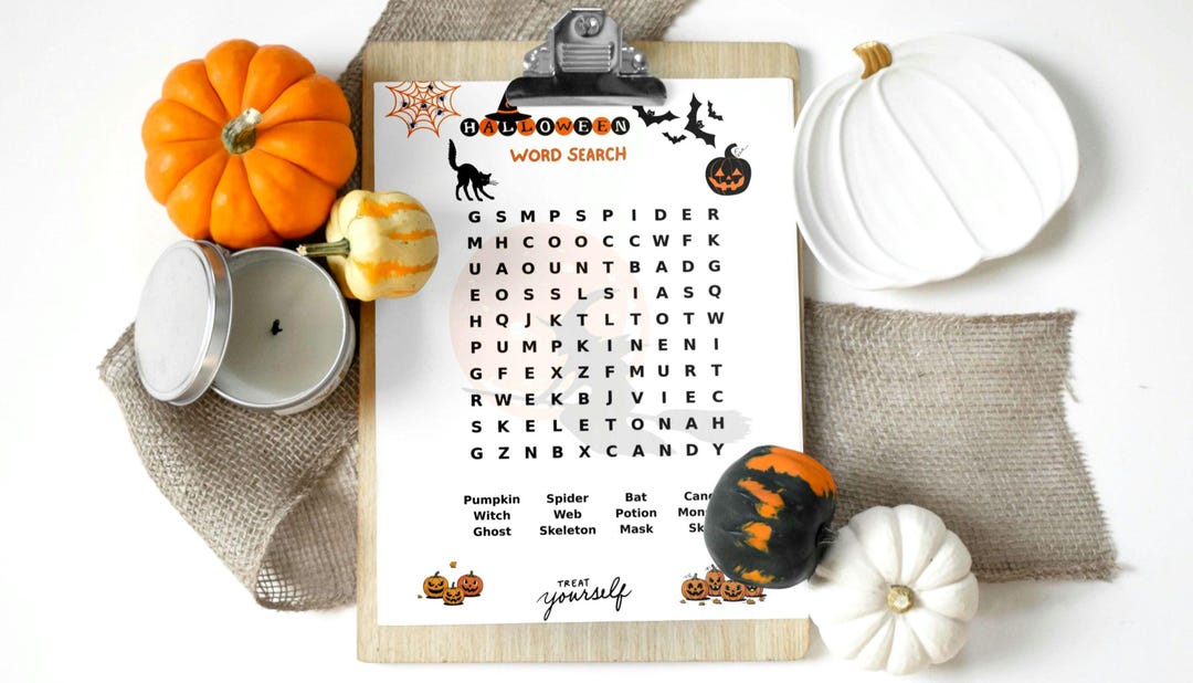 Halloween Word Search & Scramble Games Printable, Party Entertainment ...