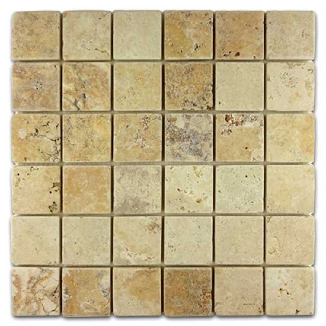 Delta Travertine 2x2 Tumbled Mosaic - Etsy