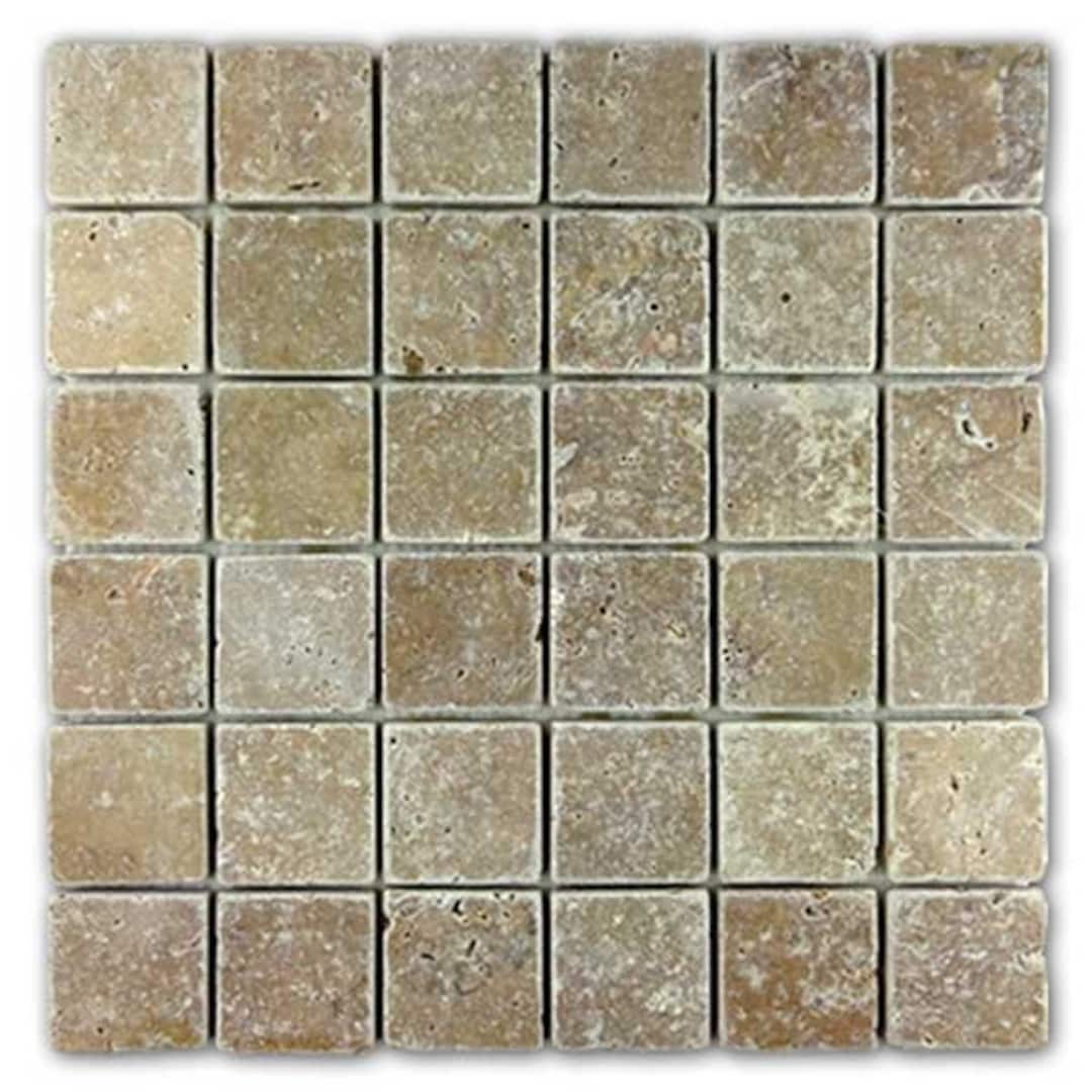 Noche Travertine 2x2 Tumbled Mosaic - Etsy