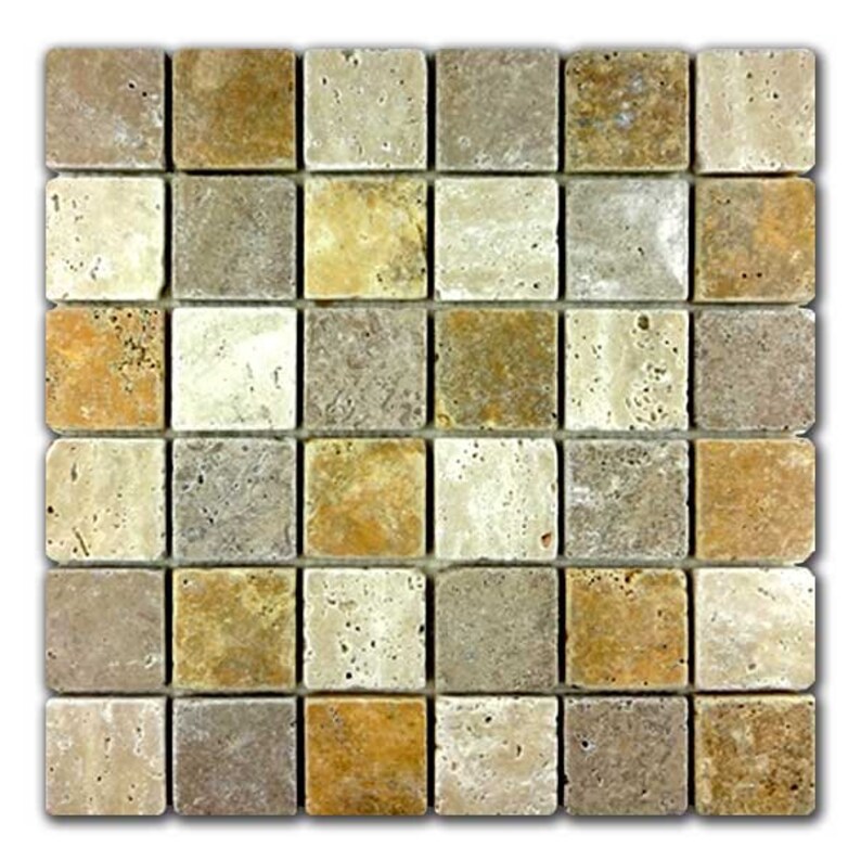 Mix Travertine 2x2 Tumbled Mosaic - Etsy