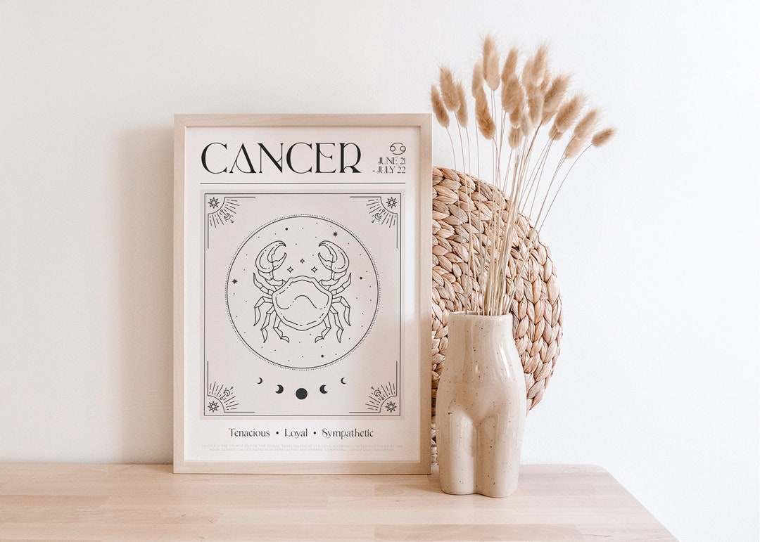 Cancer Zodiac Poster / Tarot Card Print / Star Sign Gifts / Boho Wall ...