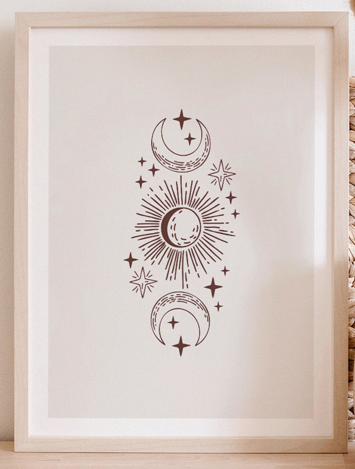 Celestial Boho Print / Poster / Boho Decor / Sun Moon Print / - Etsy