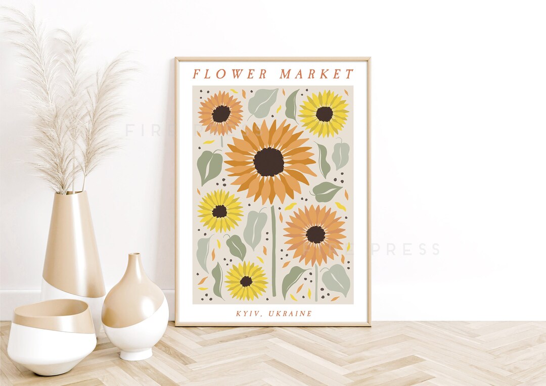 Sunflower Print / Flower Market Poster / House Plant Gifts / - Etsy