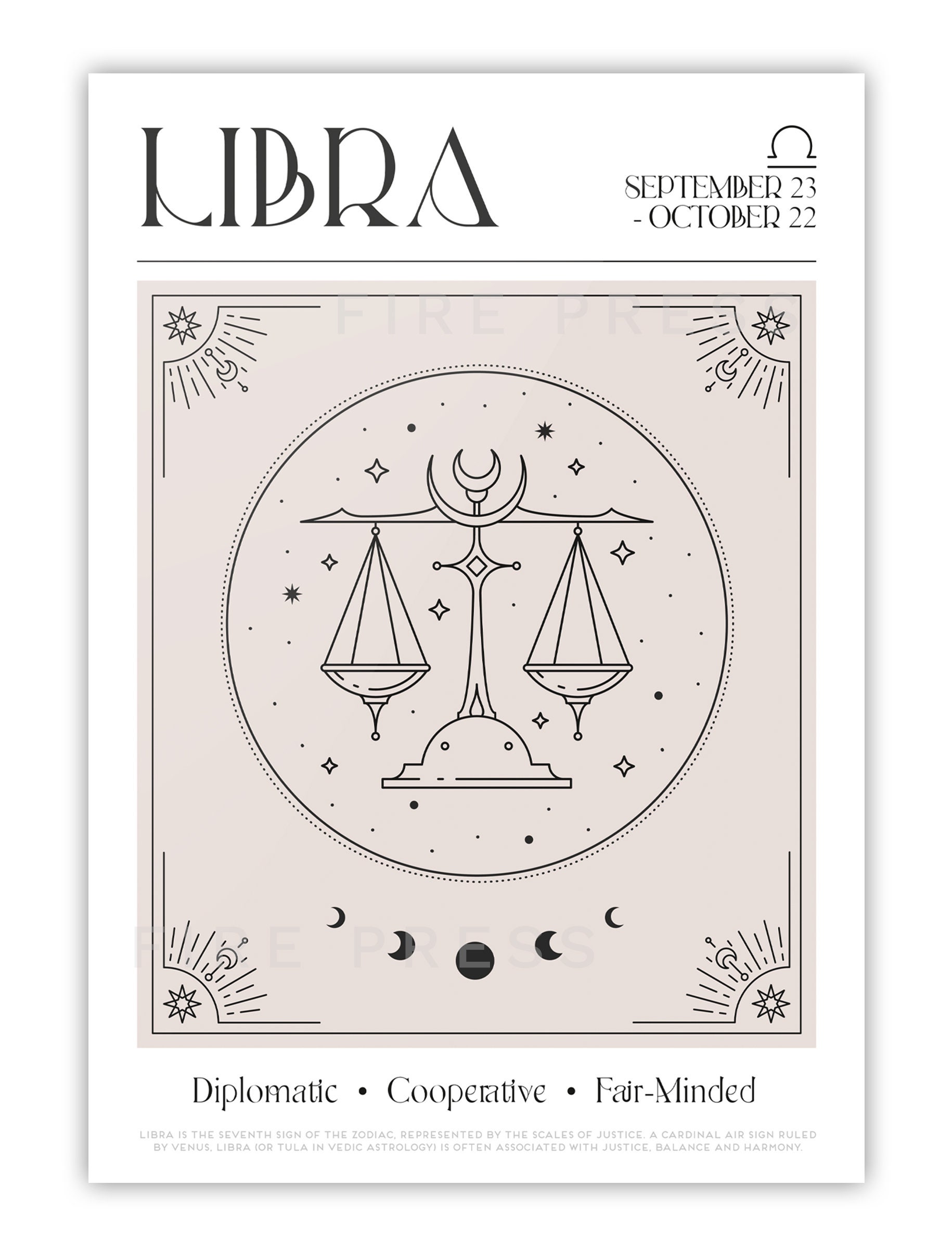 Libra Zodiac Poster / Tarot Card Print / Star Sign Gifts / - Etsy UK
