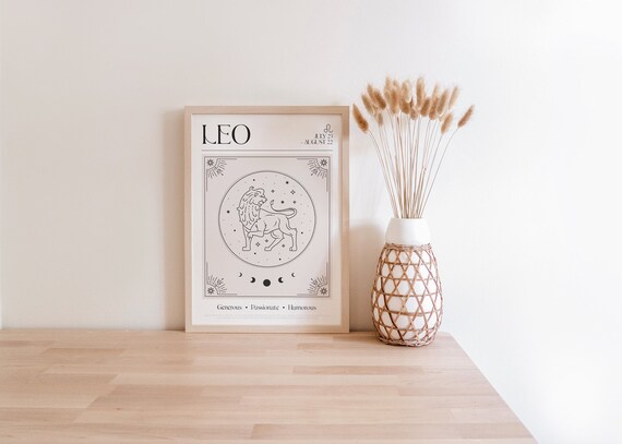 Leo Zodiac Poster / Tarot Card Print / Star Sign Gifts / Boho - Etsy