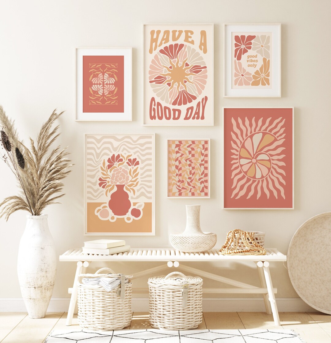 Gallery Wall Set of 6 / Pastel Colours / Funky Interior / Groovy ...