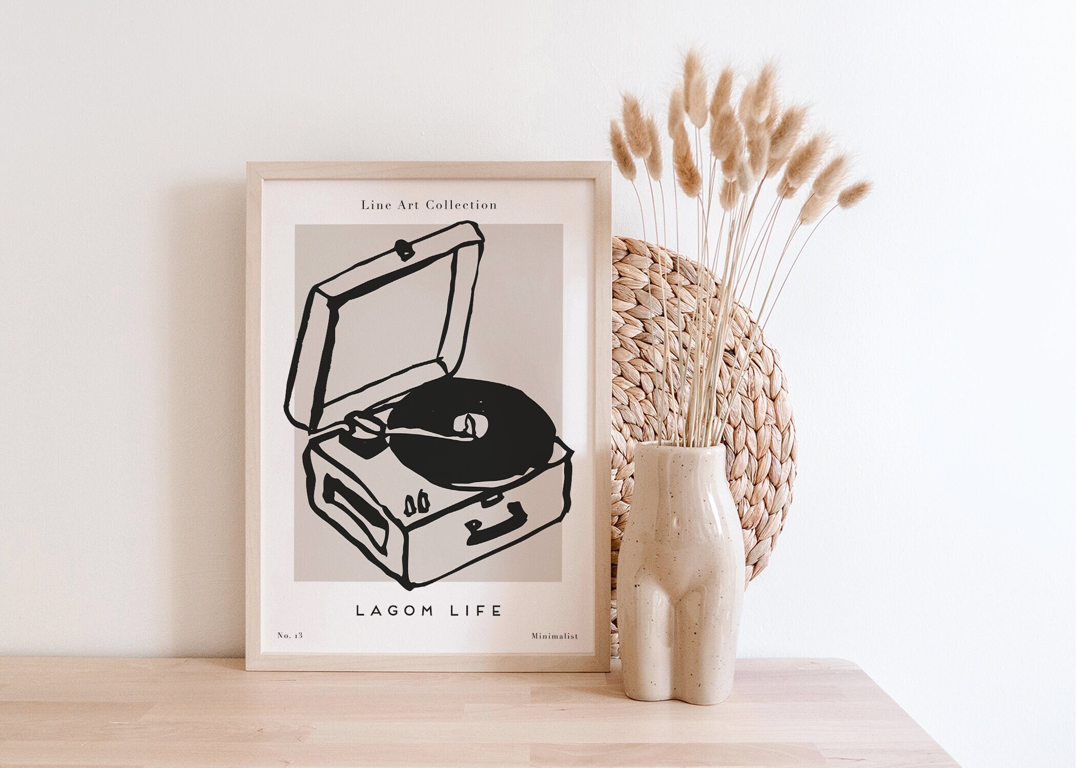 Record Player Poster / Line Art Drawing / Minimal Decor / - Etsy