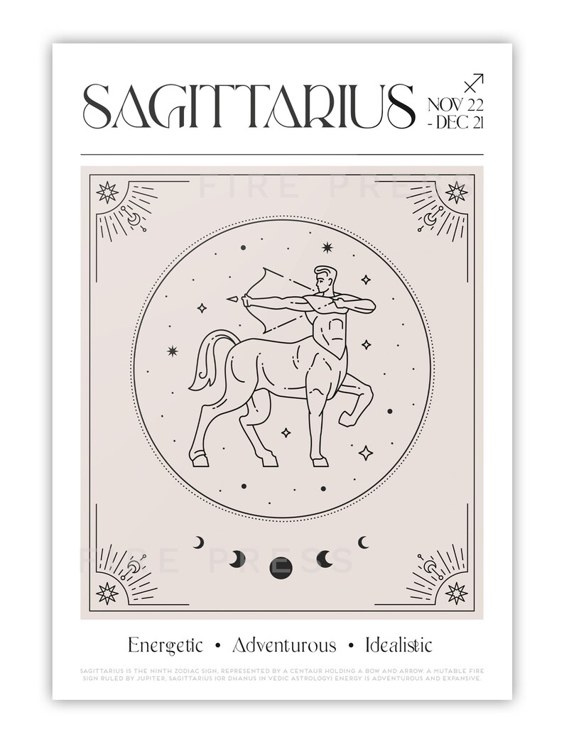 Sagittarius Zodiac Poster / Tarot Card Print / Star Signs / | Etsy